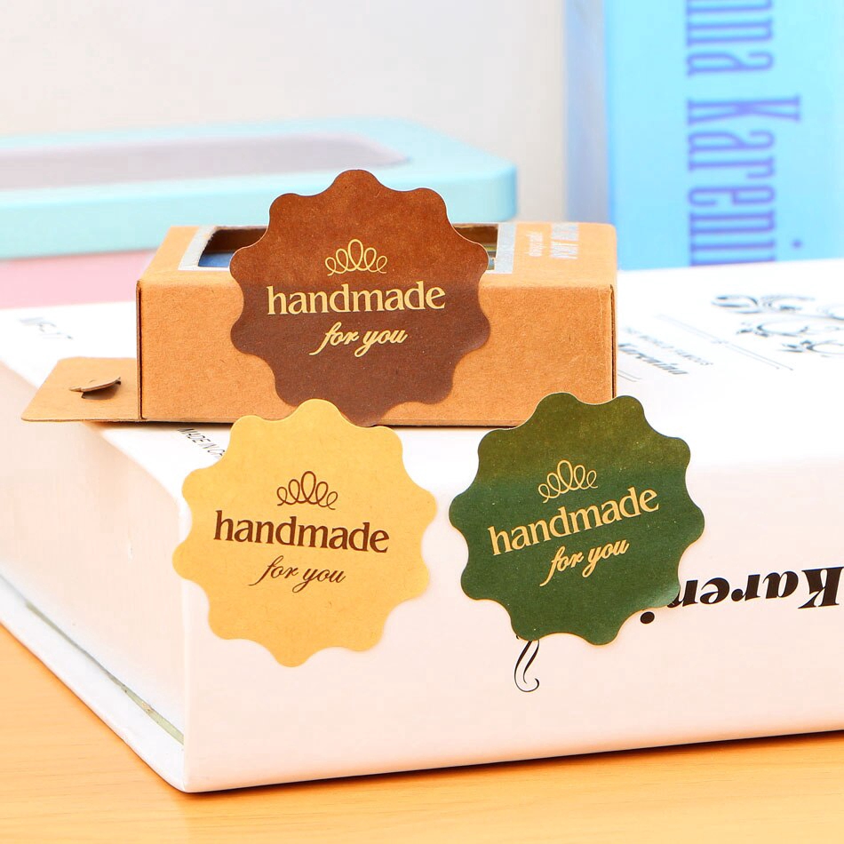 120pcs/lot DIY Handmade stickers Bake cookies Adhesive Stickers Kraft ...