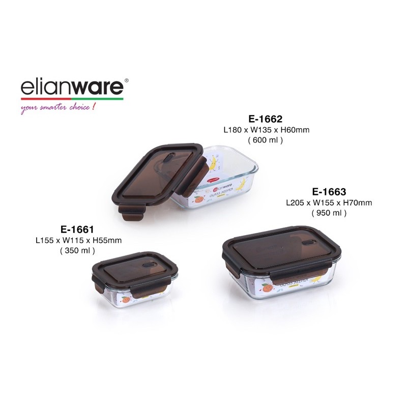 Elianware Rectangular Airtight Borosilicate Glasslock Keeper ...