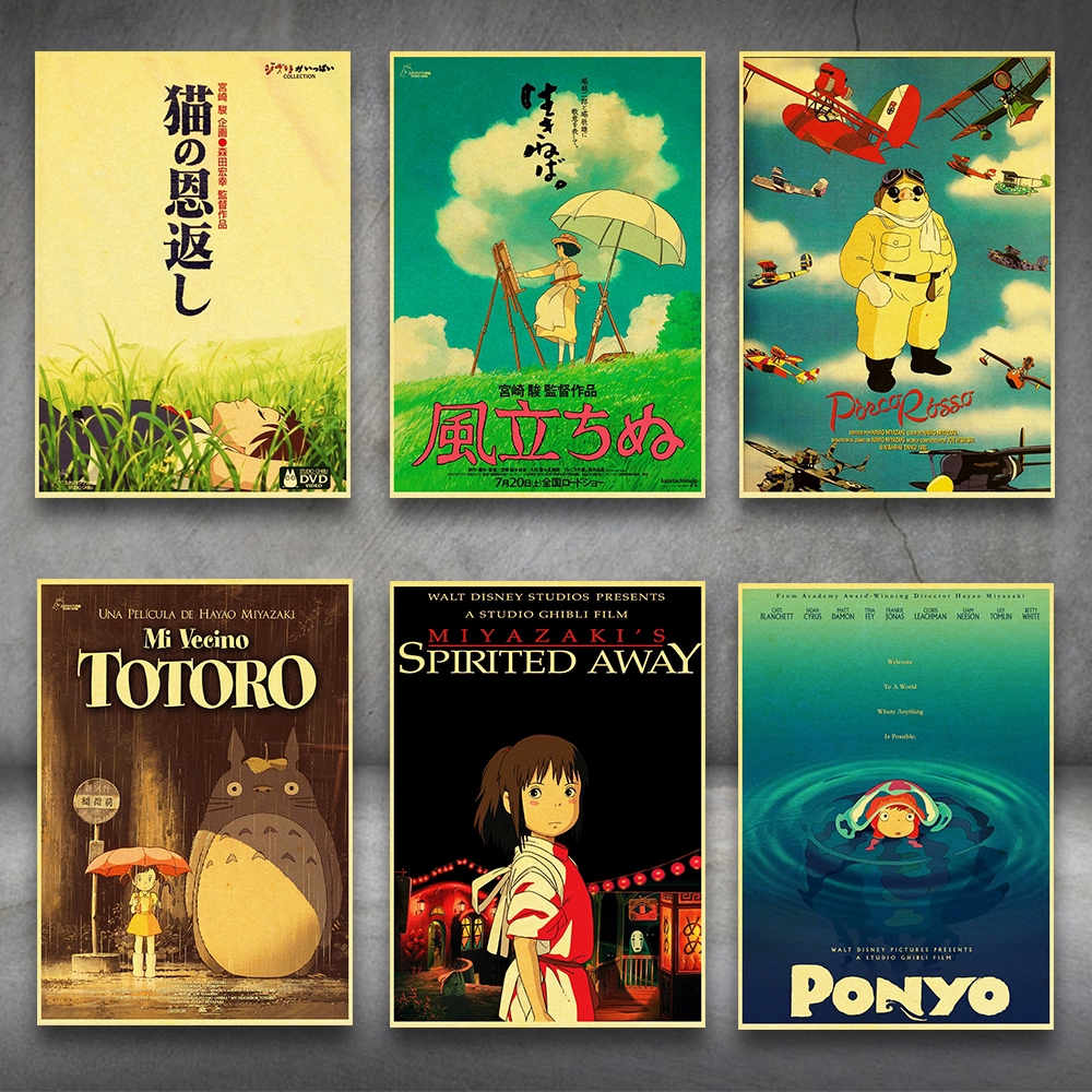 Anime Poster Hayao Miyazaki Retro Poster Prints High Quality For Living ...