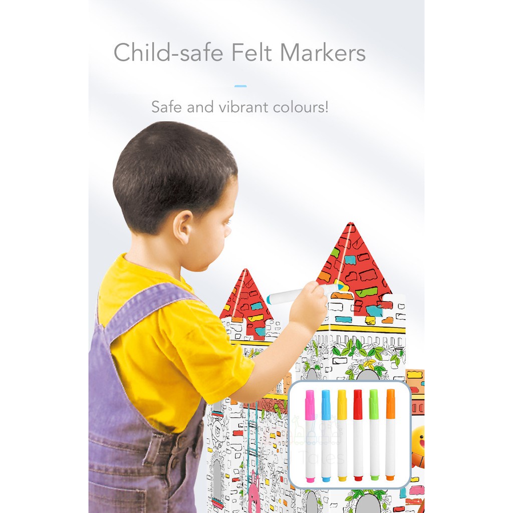 DIY Doodle Cardboard Castle [ 42cm - 6 Markers ] Kids Painting Art ...