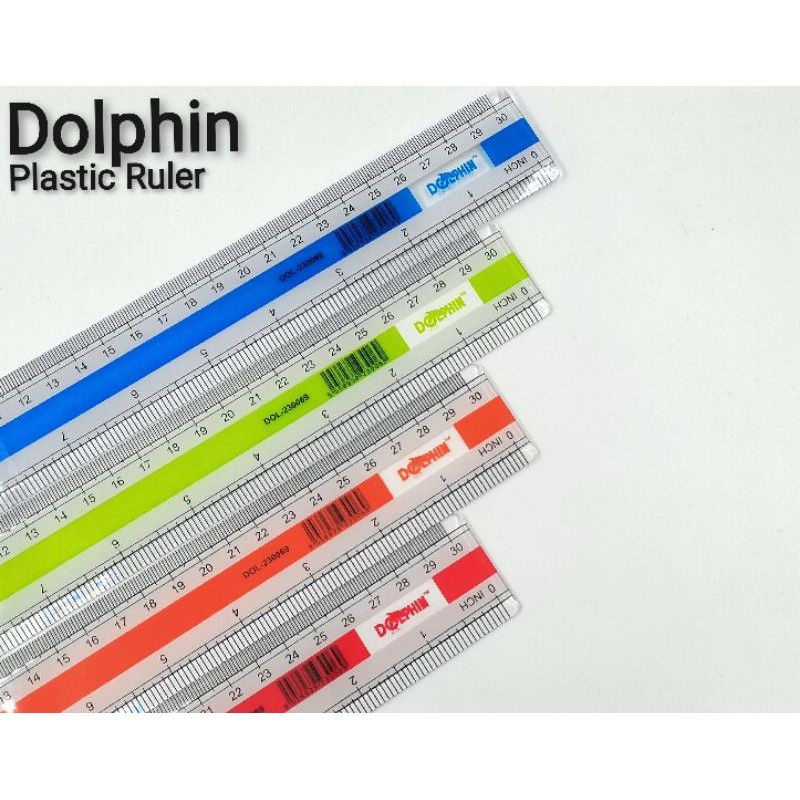 DOLPHIN Plastic Ruler Transparent Hard Body Straight Ruler 15CM ...
