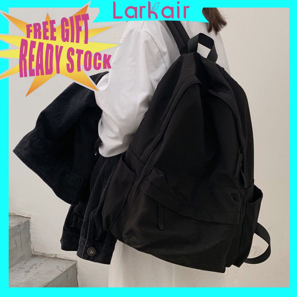Three fresh and simple solid color backpacks, Japanese casual backpacks ...