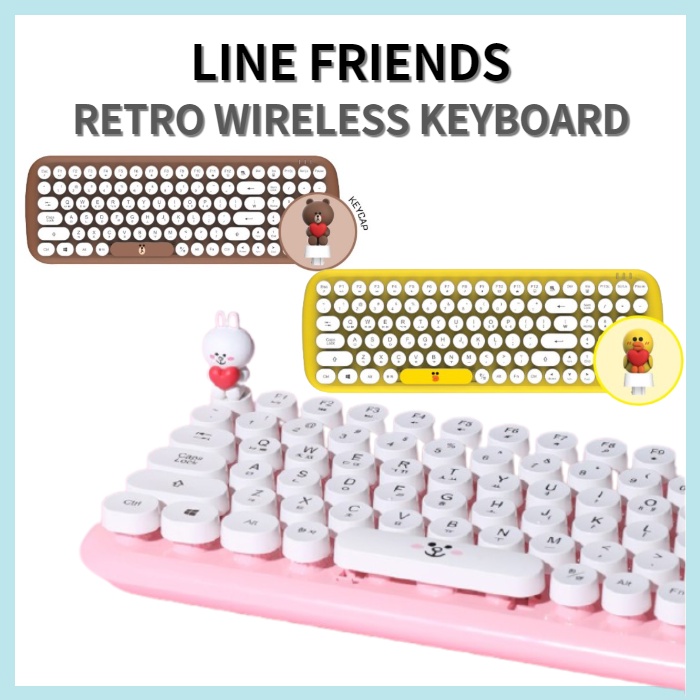 LINE FRIENDS RETRO WIRELESS KEYBOARD | Shopee Singapore
