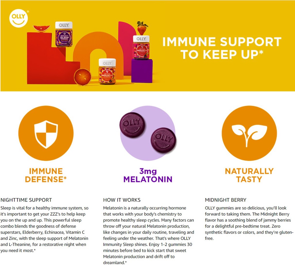 👍OLLY Restful Sleep/Immunity/Stress/Extra Strength Sleep Gummies ...