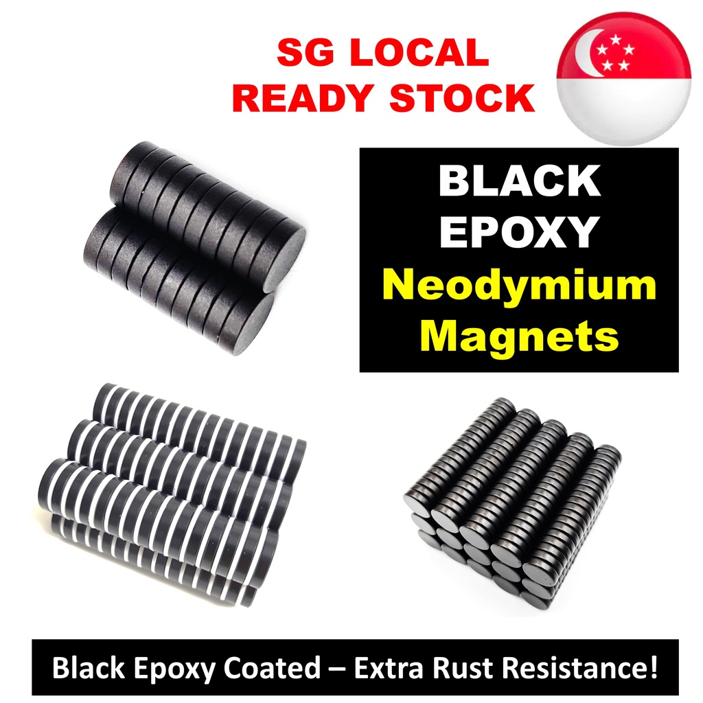 Magnets Black Epoxy Coated Magnet Round Disc Block Water Resistant ...
