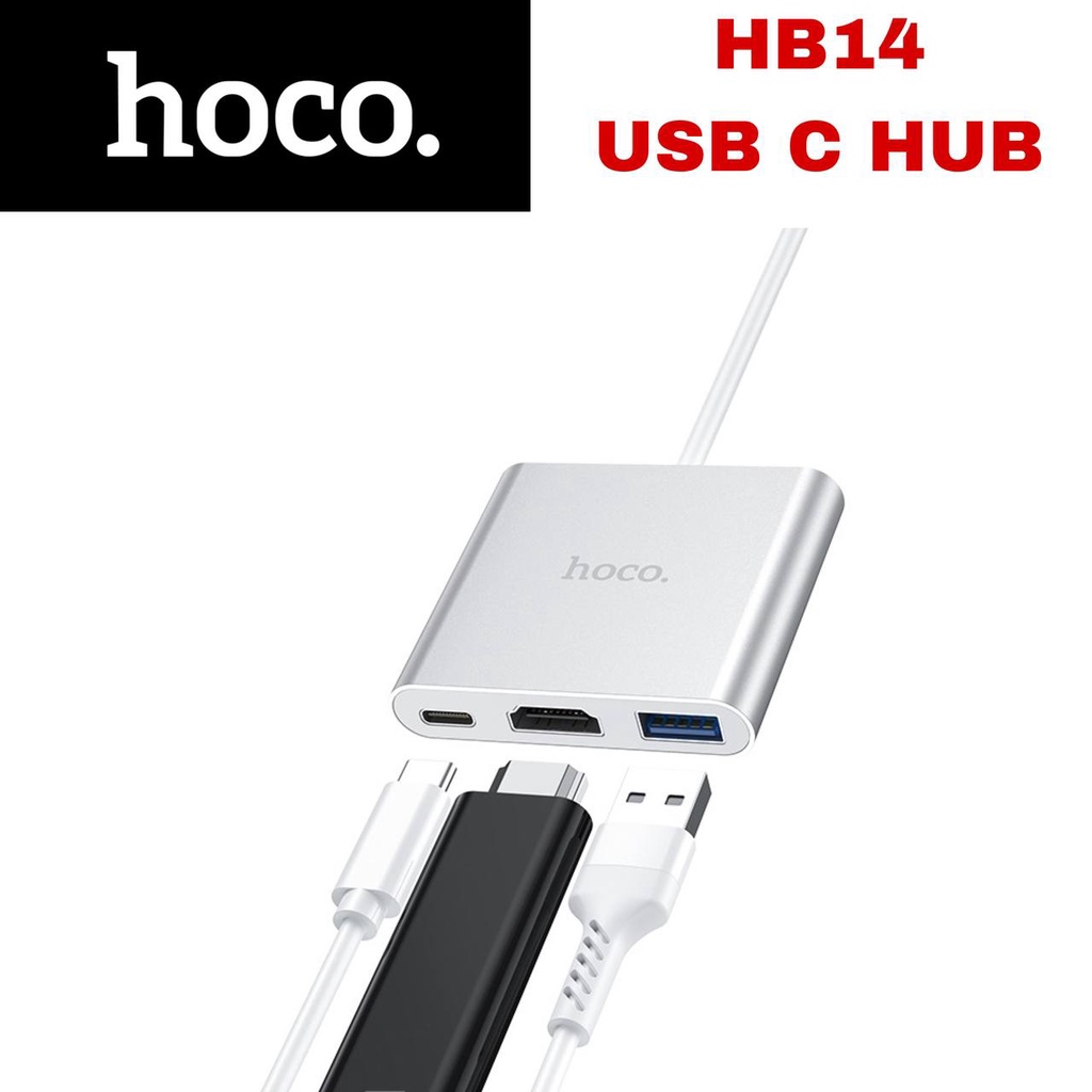 Hoco HB14 USB Type- C Hub Converter 3 in 1 Adapter Docking Station Type C to USB 3.0/HDMI/PD New ...