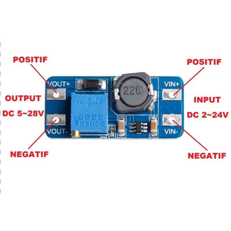 Mt3608 DC-DC 2A Step Up Boost Converter Module Mini Power Booster ...
