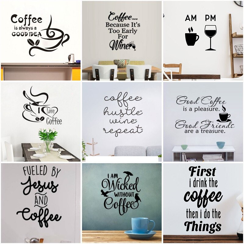 Wall Sticker Coffee Wall Sticker Coffee Cafe Custom Cutting Sticker ...