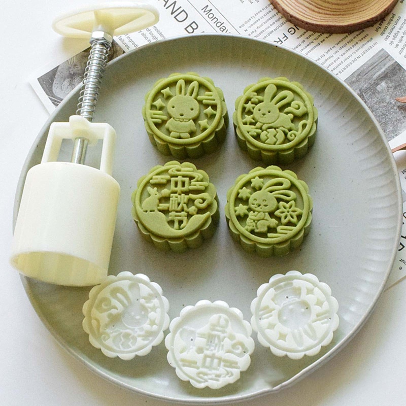 JJ* Mid Autumn Festival Mooncake Maker Moon Cake Mold Cookie Stamps DIY ...