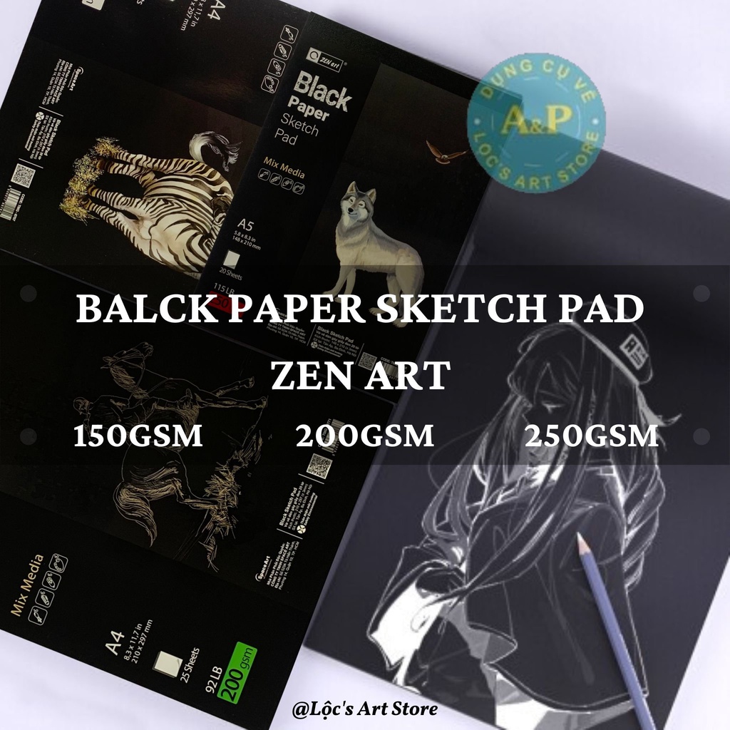 [Loc's Art Store] ZEN ART Black Paper Sketch Pad - Black Paper Sketch ...