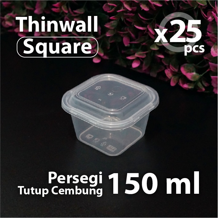 Package of 25 pcs - 150 ml Square Thinwall DM - Convex Lid Square ...