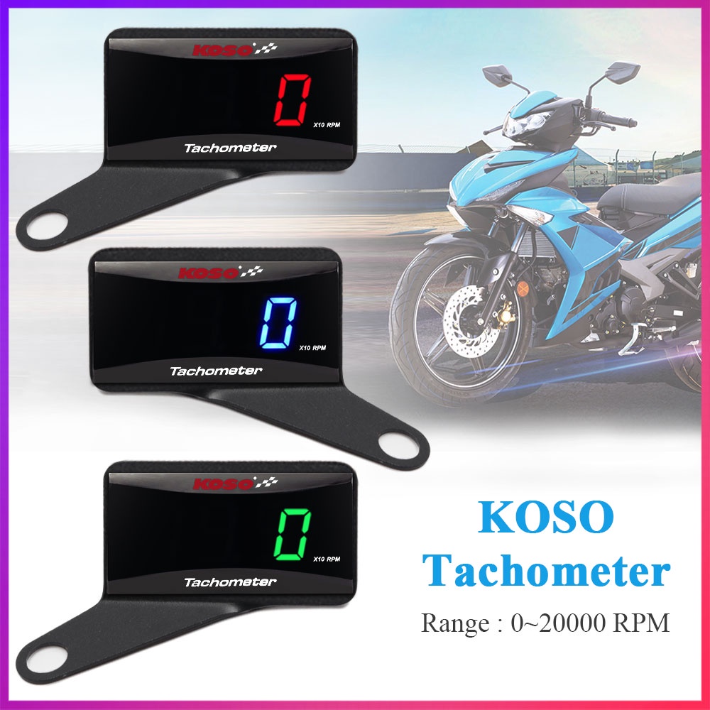 Motorcycle 12V Tachometer KOSO Meter Rpm Motor Digital Tach Hour Gauge ...