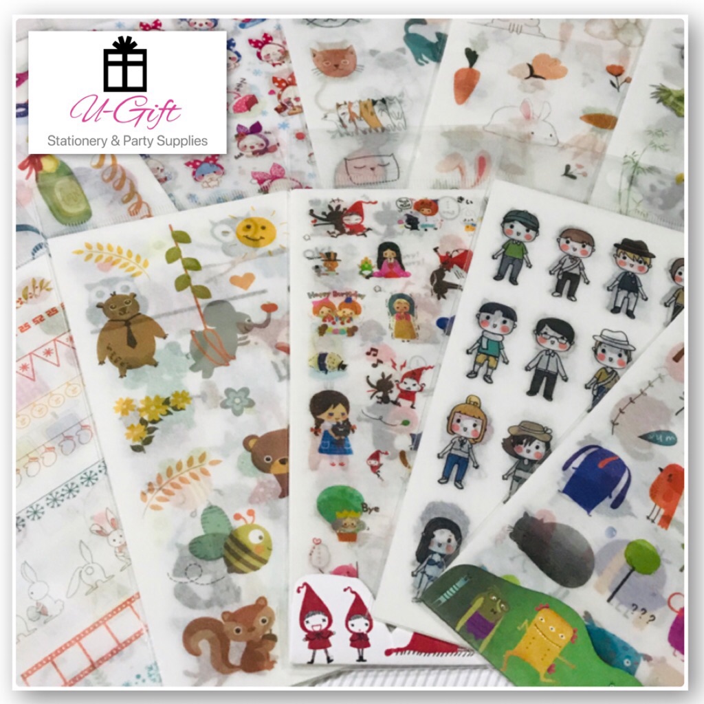 6 sheets/pack Assorted Cute Cartoon Animal Border Stickers | Shopee ...