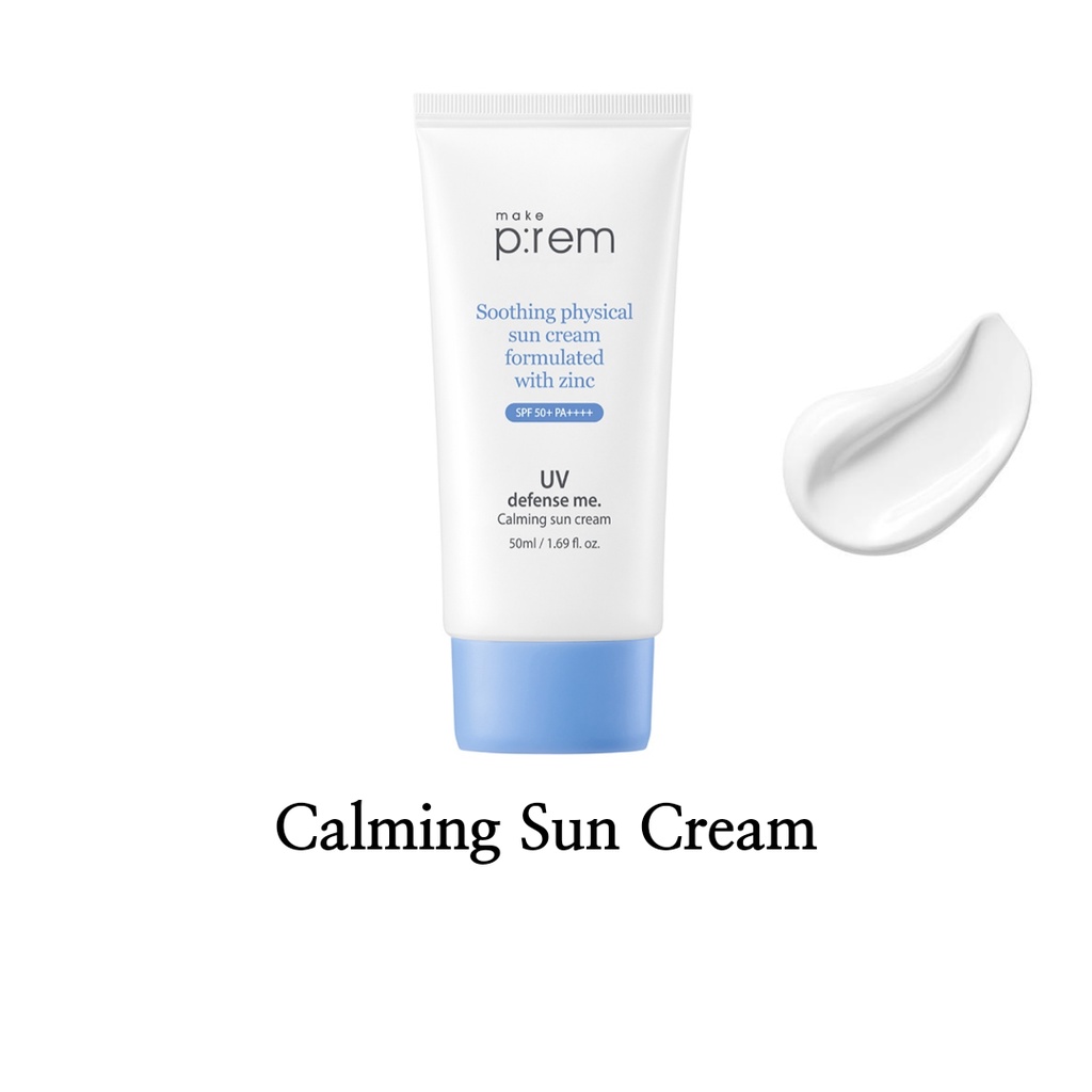 Make Prem UV Defense Me. Calming Sun Cream SPF 50+ PA++++ 50ml | Shopee ...