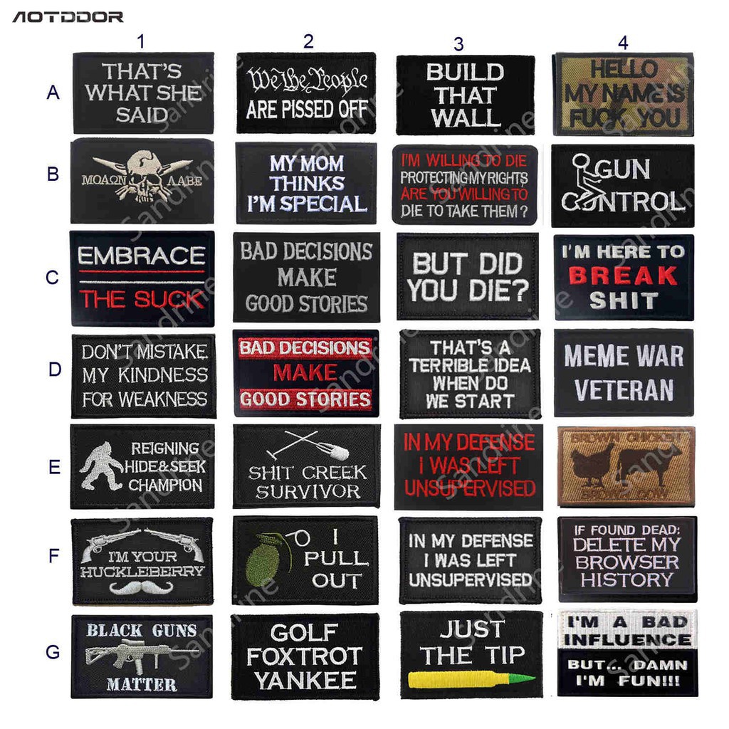 English Word Military Army Tactical Morale Embroidery Velcro Patches ...