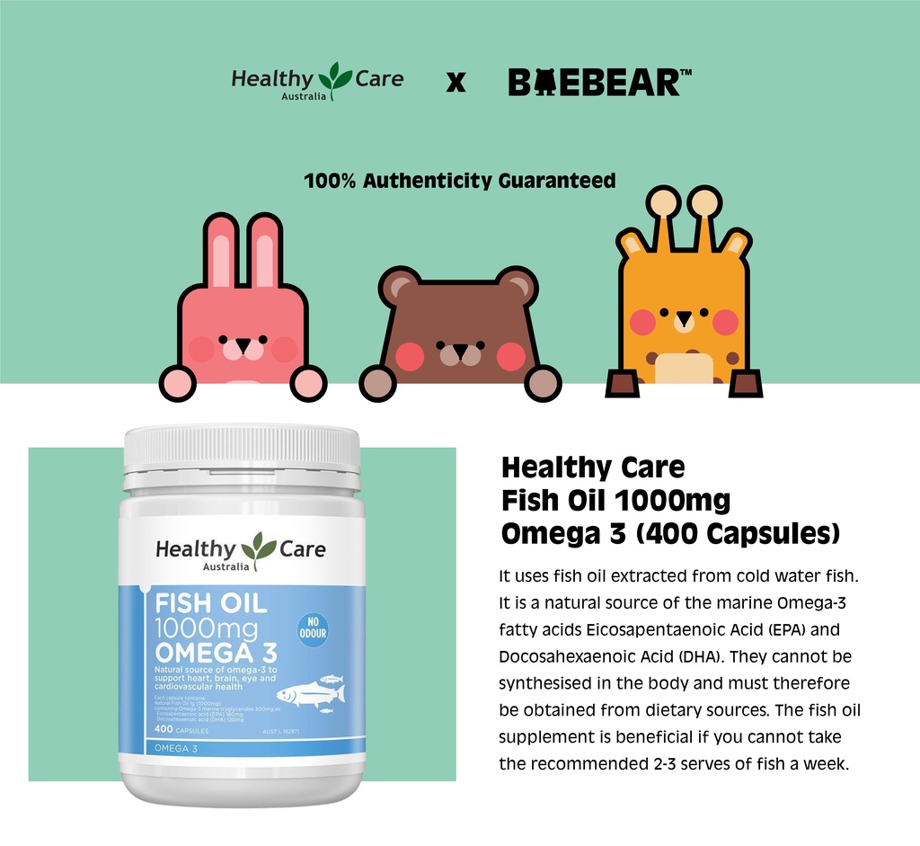 Healthy Care Fish Oil 1000mg Omega 3 400 Caps | CoEnzyme Q10 150mg ...