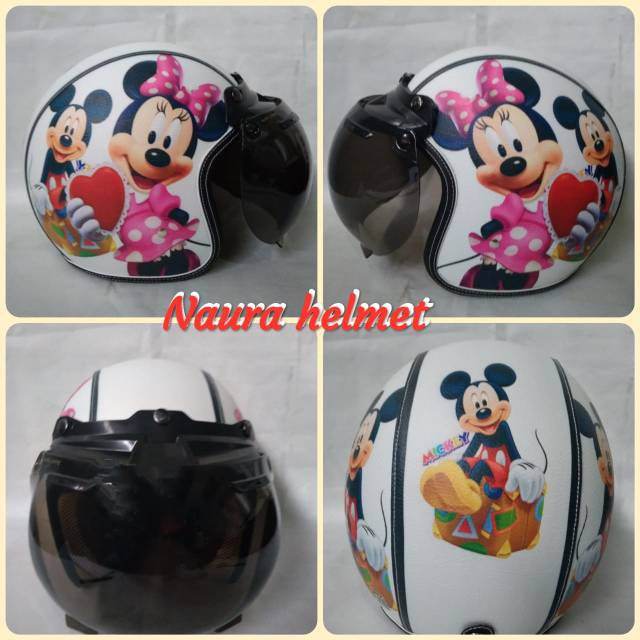 Adult retro bogo helmet with mickey mouse love motif. | Shopee Singapore