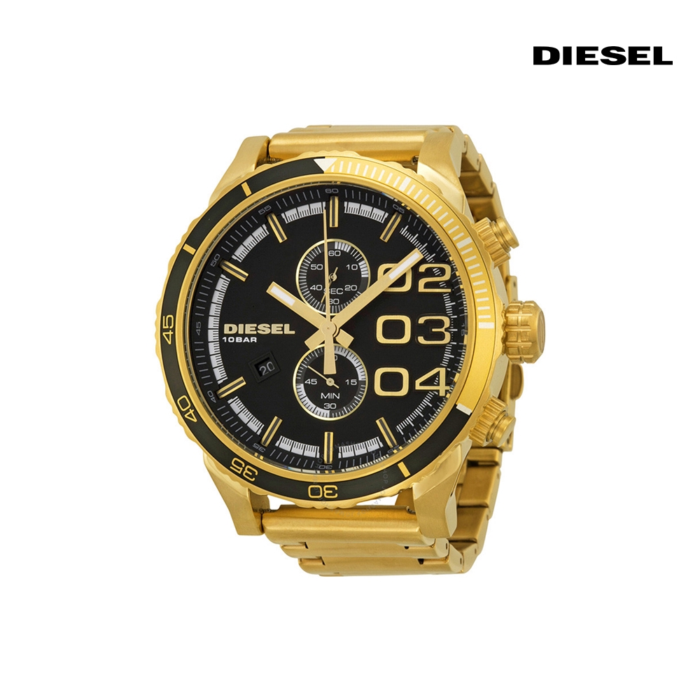 Men's Gold Tone Diesel Double Down 48 Chronograph Watch