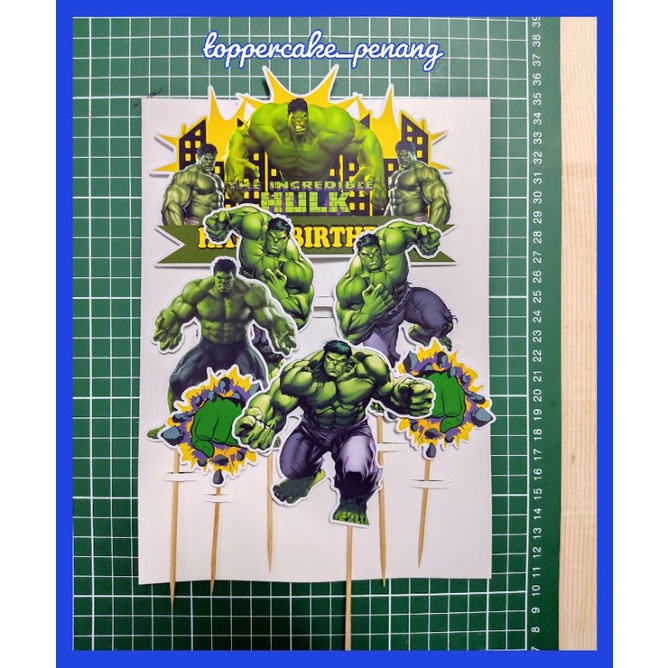 Hulk Marvel Happy Birthday Decoration Set Cake Topper for Birthday Cake ...