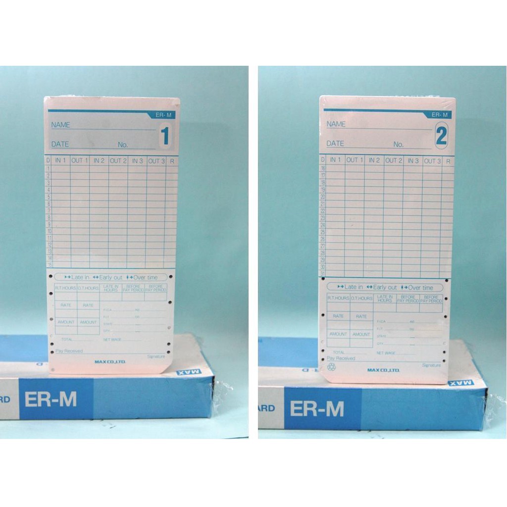MAX ER-M TIME CARD PUNCH CARD TIME RECORDER ER-1100 1500 2200 2100 ...