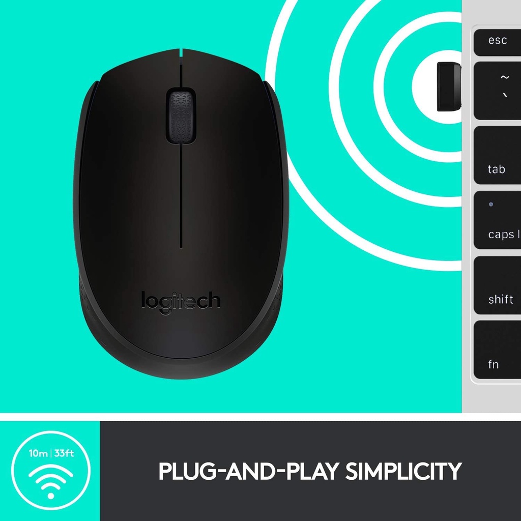 Logitech M170 Wireless Mouse, 2.4 GHz with USB Mini Receiver, Optical ...