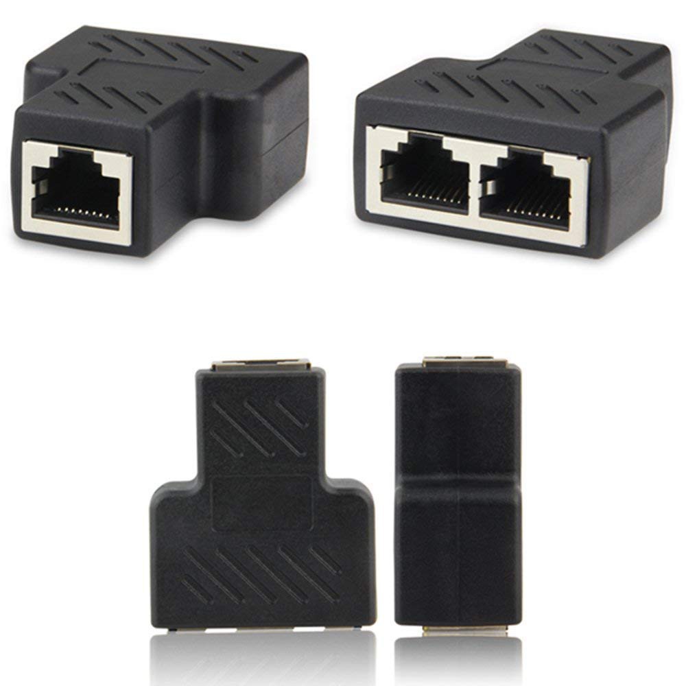 RJ45 Female 1 to 2 Port Female Socket Adapter Interface Ethernet Cable ...