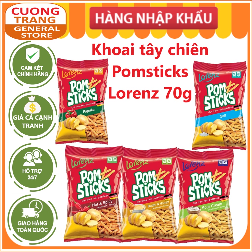 Pomsticks potato chips with Paprika, salt, sour cream, spicy chili ...