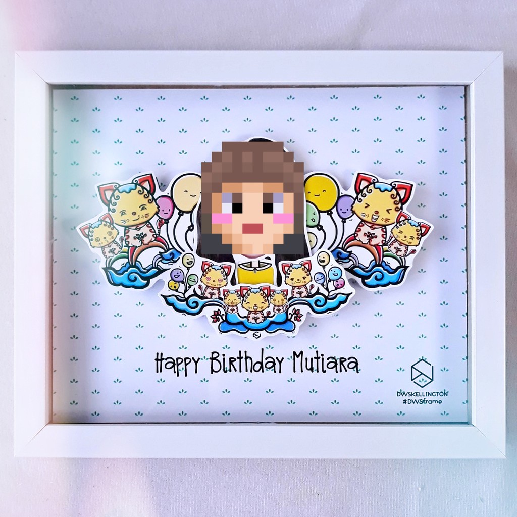 Doodle Cat Cat Birthday Gift Pop Up Frame Custom Face Doodle Art ...