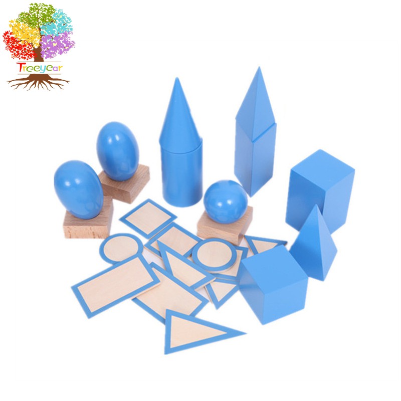 Large 3D Shapes Geometric Solids Wooden Montessori Toys Math Games Toys ...