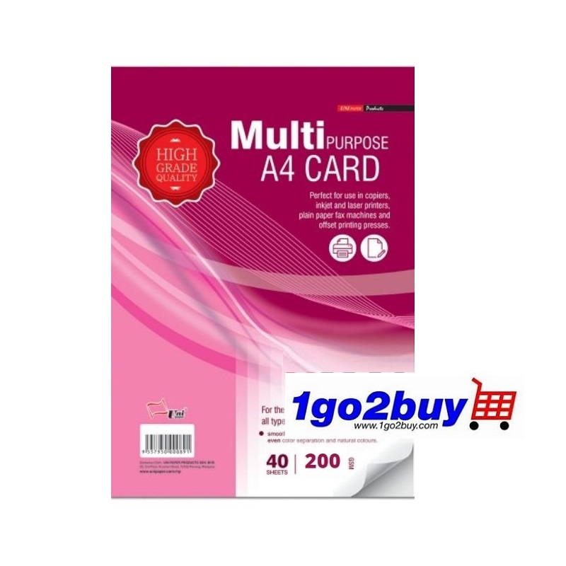 Uni Paper Multi Purpose A4 Card 40's 200Gsm ( S-209 ) | Shopee Singapore