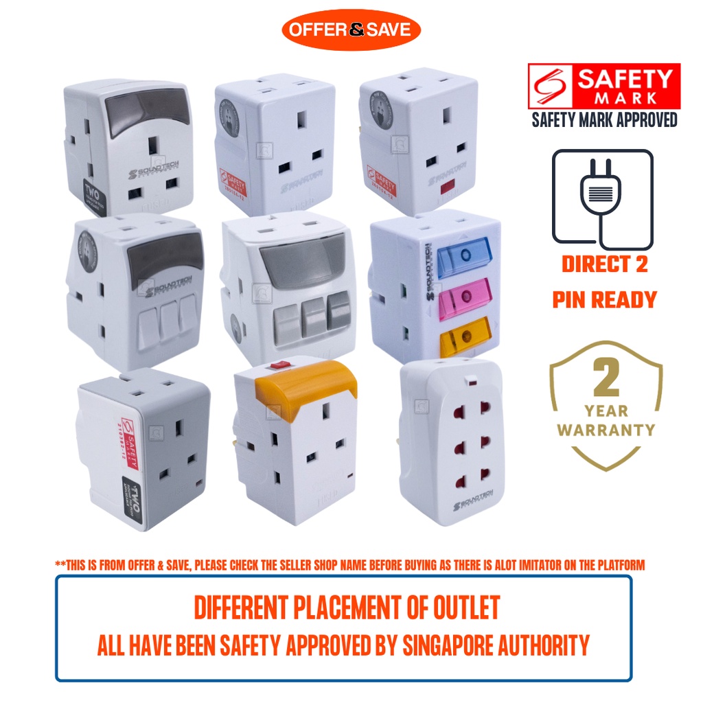 2year Warranty Soundteoh 3 Way Multi Adaptor 3 Way Multi Plug With