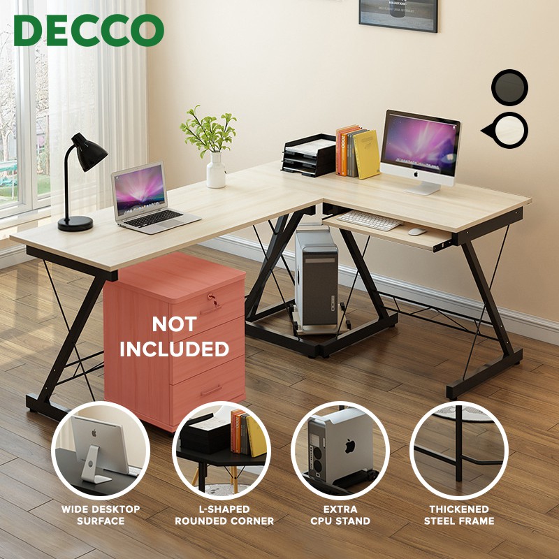 Decco L Shape Office Table Computer Laptop Wooden Desk Student Study ...