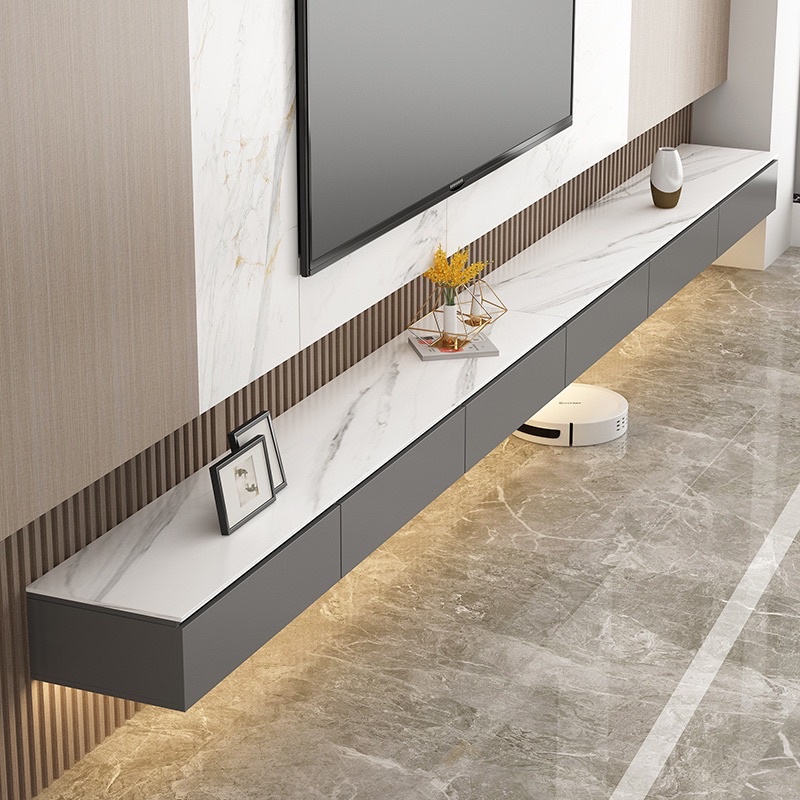 TV Console Customize Hanging Wall Mounted White Grey Sintered Stone ...