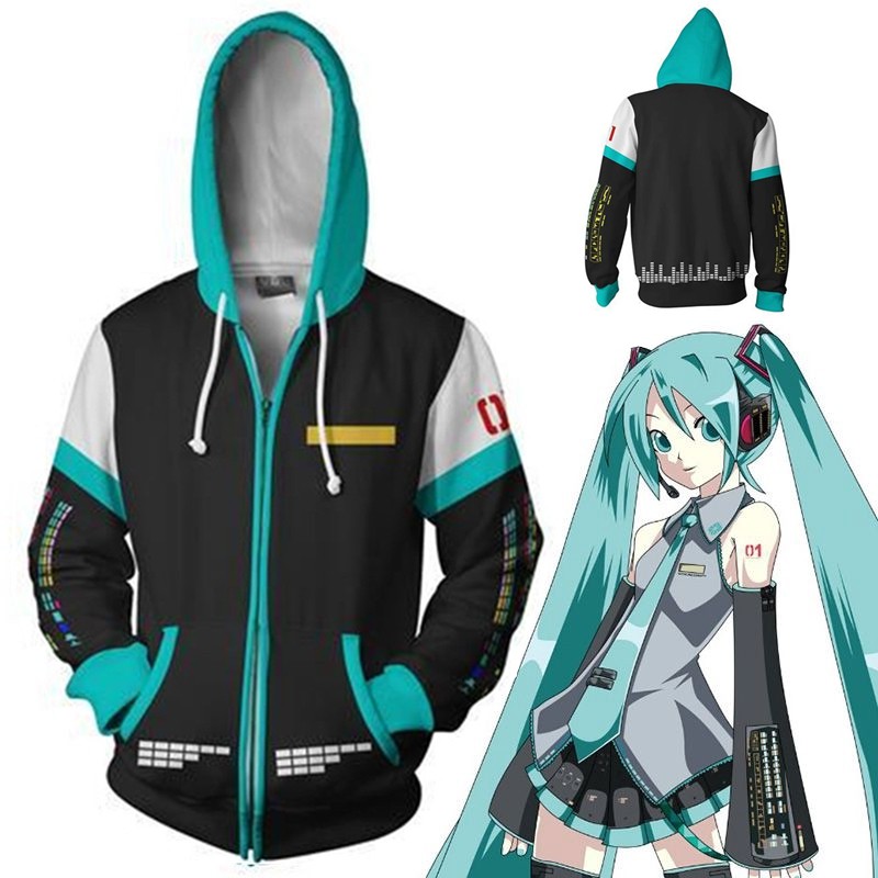 Project Diva Hoodie Hatsune Miku Jacket Miku VOCALOID Women's Sweater ...