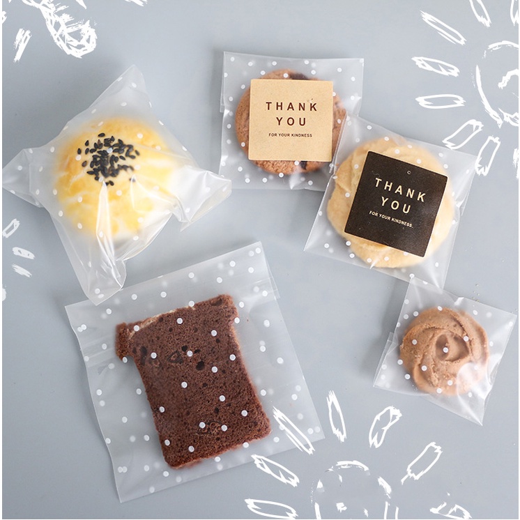 100pcs wrappers - self adhesive cookie bag transparent translucent food ...