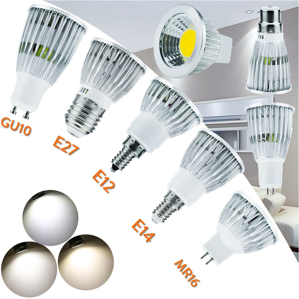 (Ready Stocks) Dimmable LED COB Spot Light Bulbs 6W 9W 12W MR16 GU10 E27 E14 B22 Spotlight For ...
