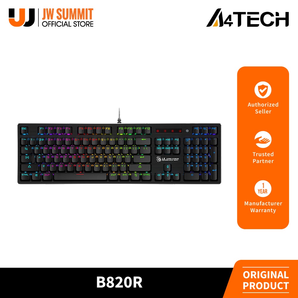 A4Tech Bloody B820R - Light Strike RGB Animation Gaming Keyboard (Blue ...