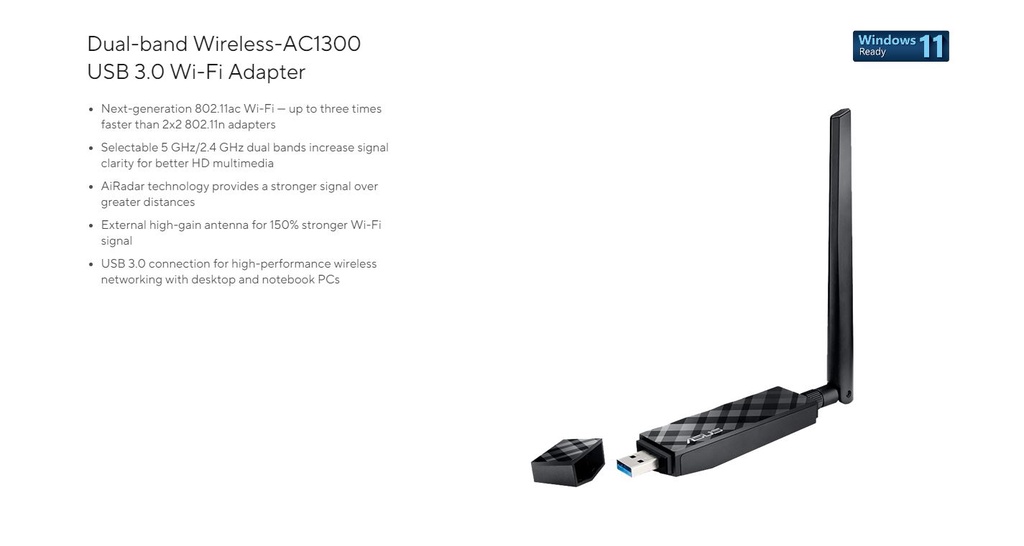 ASUS USB-AC56 Dual-band Wireless-AC1300 USB 3.0 Wi-Fi Adapter (3 YEARS ...