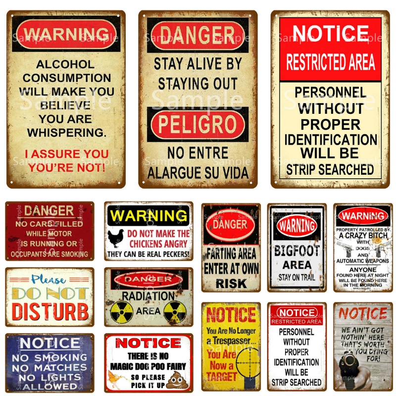 Notice Restricted Area Wall Warning Metal Tin Sign House Decor Plaque ...