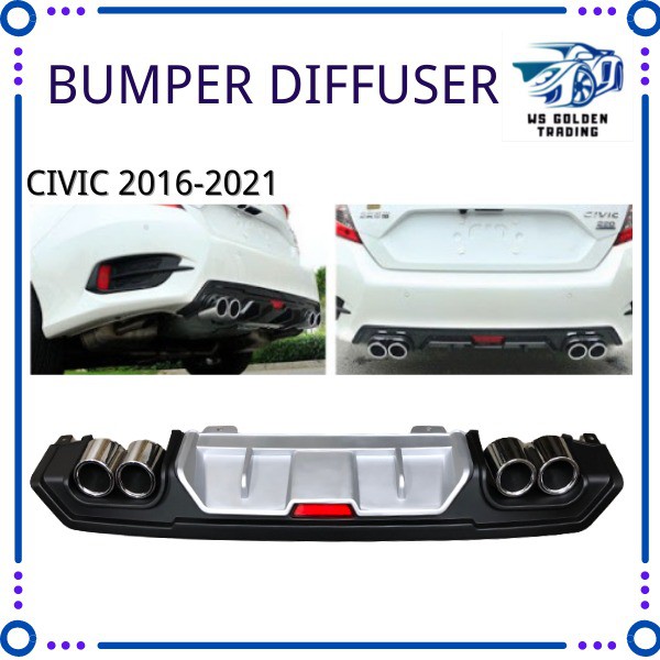 HONDA CIVIC 2016-2020 REAR BUMPER DIFFUSER (One Set Complete) | Shopee ...