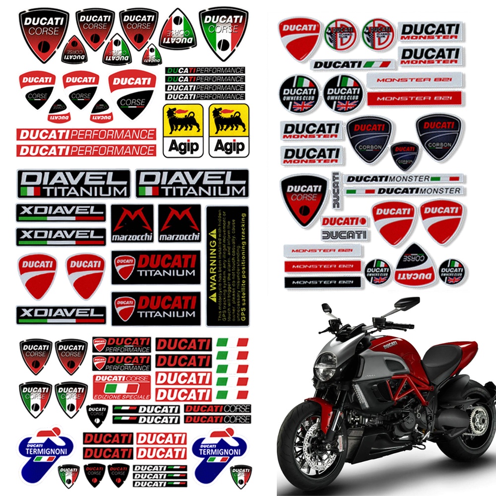 Ducati Reflective Helmet Motorcross Motorbike Decals Italian Flag ...