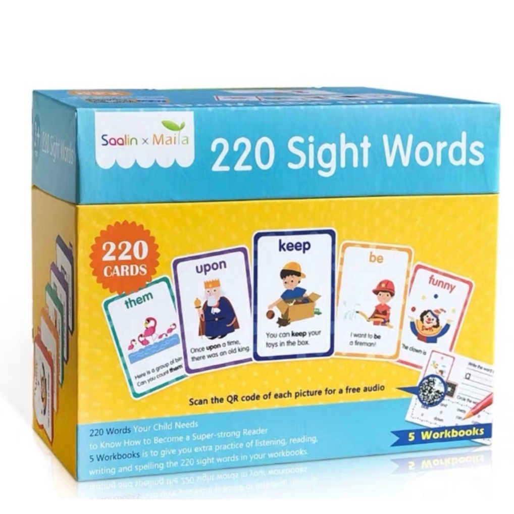 Ready Stock Children Sight Words Flash Card Box Set (220 Sight Words+5 ...