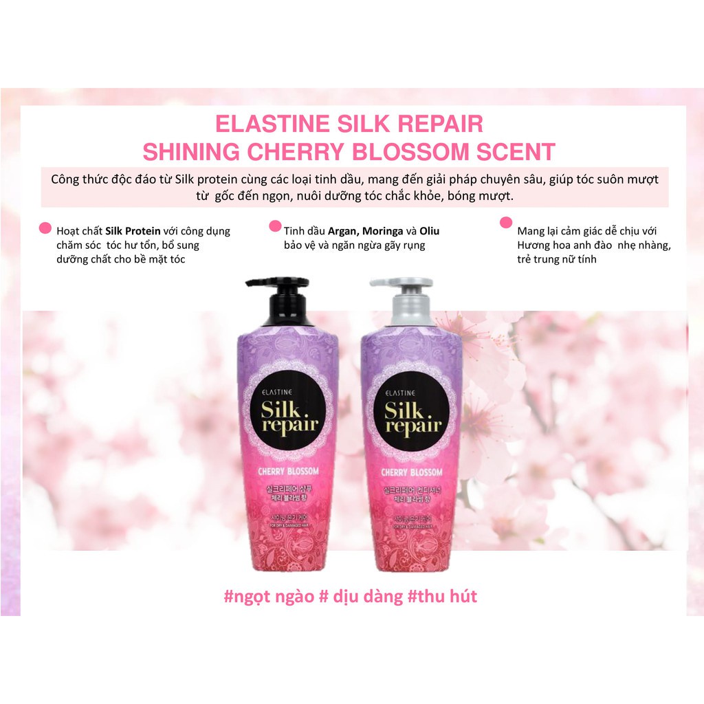 Elastine Silk Repair Hair Care Shampoo 550ml Cherry Blossom Flavor ...