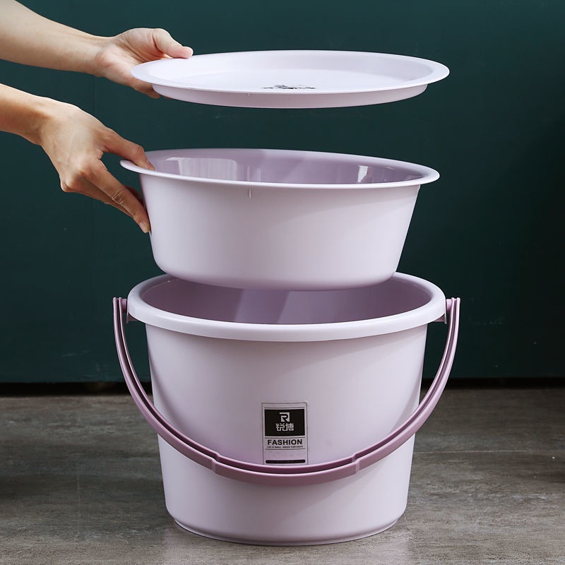 Bucket Basin Set Household Bucket Dormitory/Pail With Cover | Shopee ...