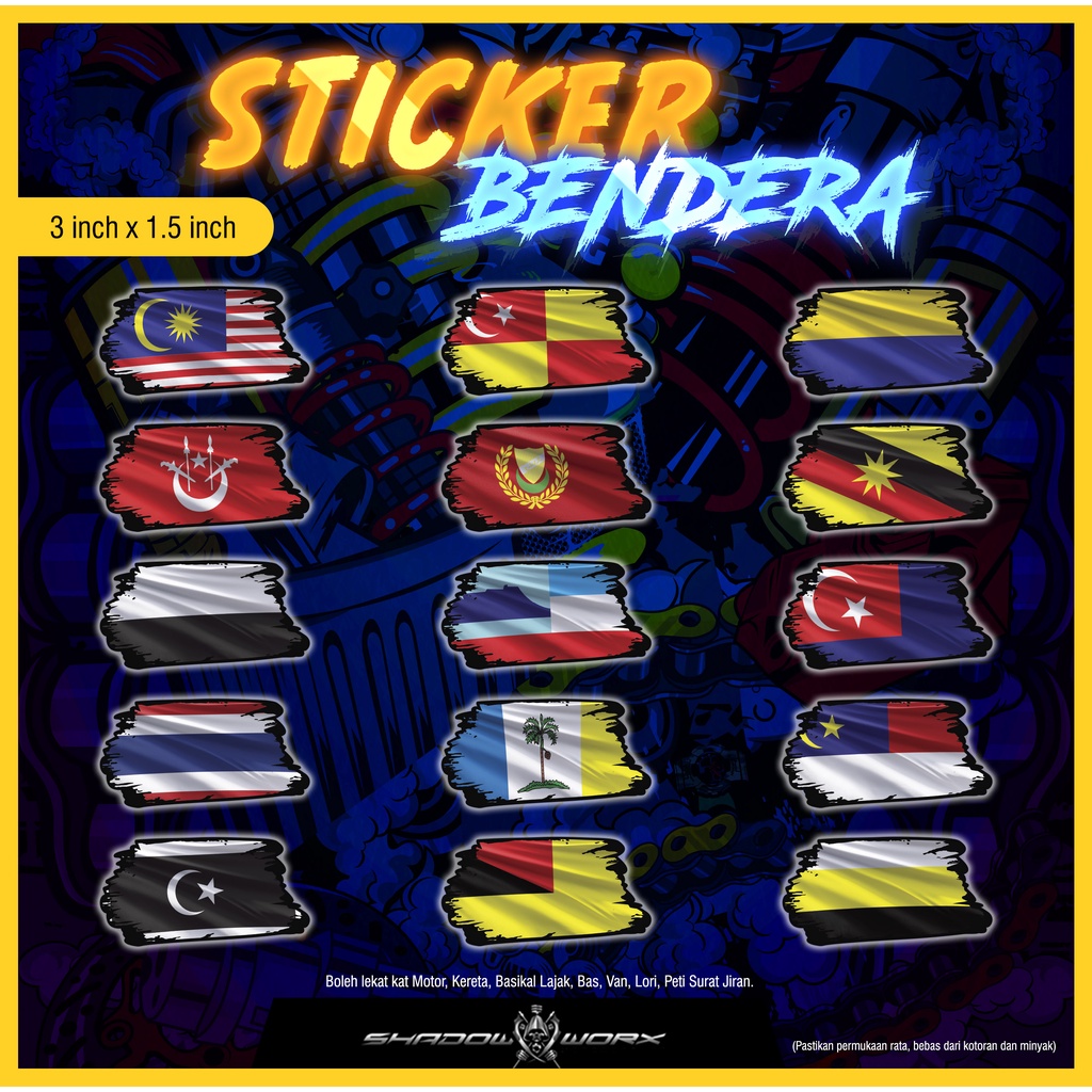 Flag STICKER / FLAG STATE / NEGERI PAHANG SILVER TERENGGANU PERLIS ...