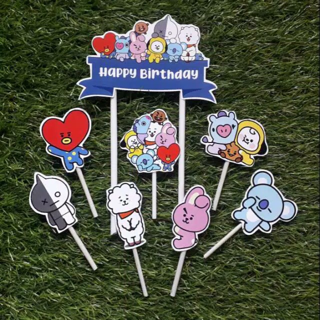 Topper birthday cake topper happy birthday cake topper Character bt21 ...