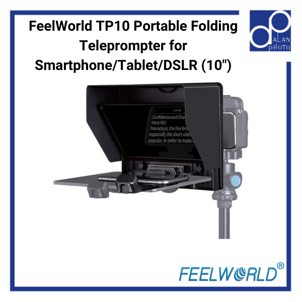 FeelWorld TP10 Portable Folding Teleprompter for Smartphone/Tablet/DSLR ...