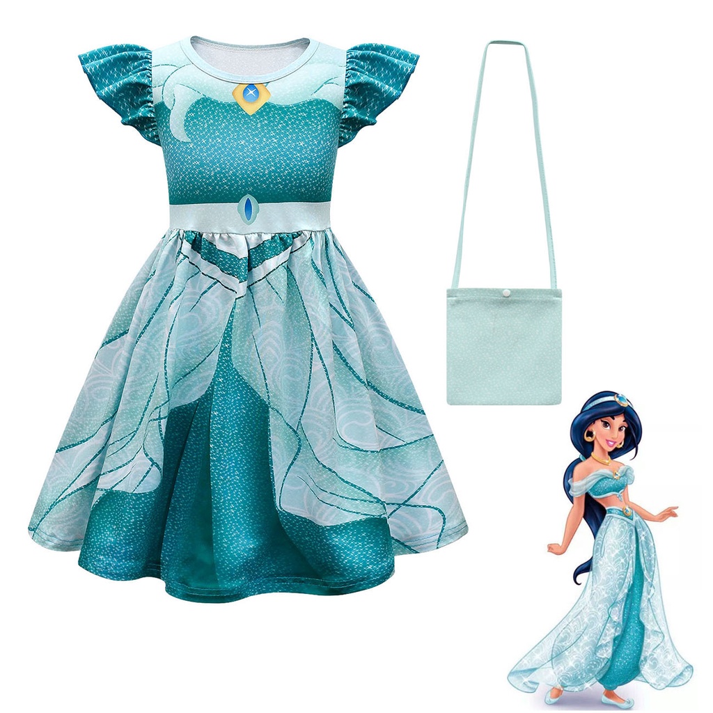 Cartoon Children's Dress Short Sleeve Halloween Princess Jasmine ...