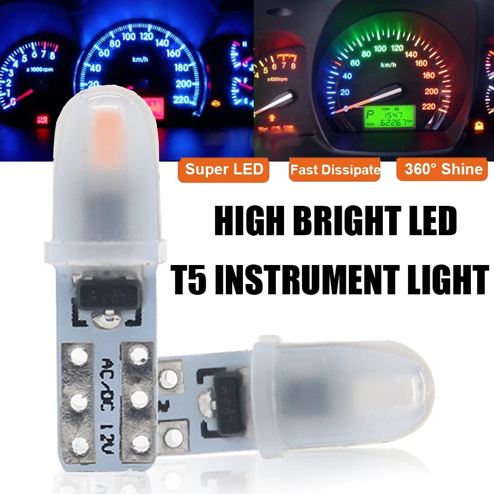 T5 Auto Car Dashboard Lights 2 3014 SMD Reading Instrument Panel Lamp ...