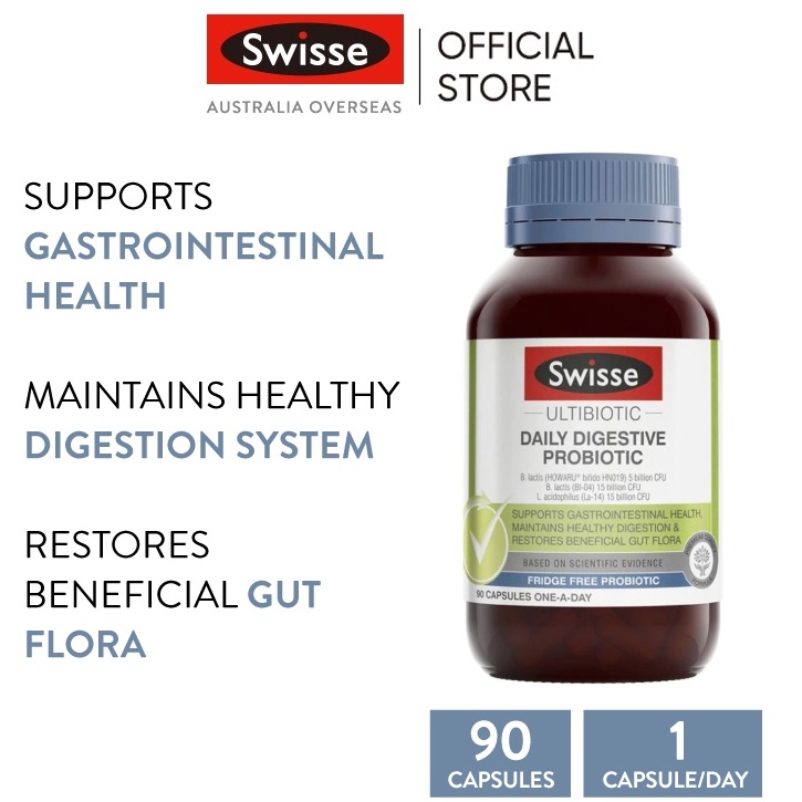Swisse Ultibiotic Daily Digestive Probiotic 90 Capsules (EXP:11 2026) | Shopee Singapore